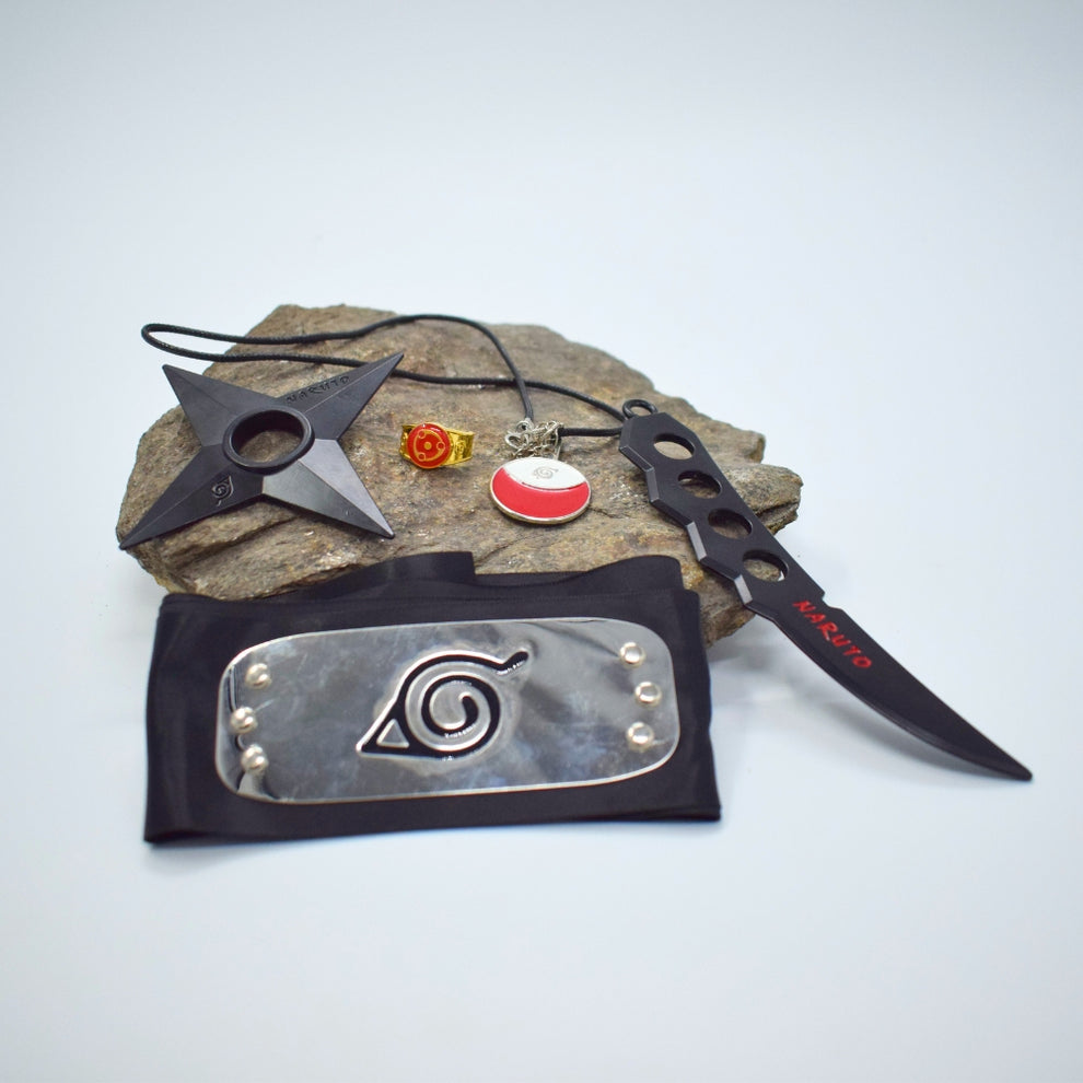 Naruto Ninja Tool Kit – Kunai, Shuriken, Headband, Ring & Necklace Set ...