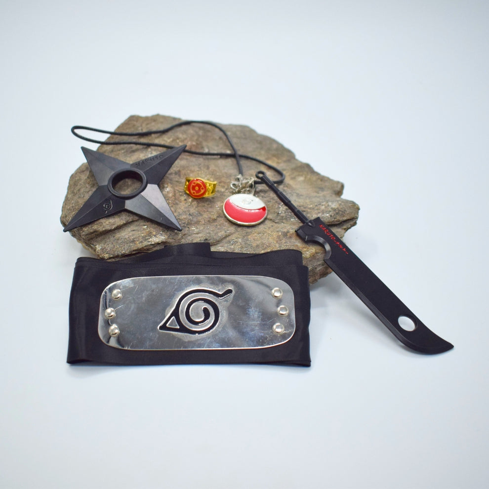 Naruto Ninja Tool Kit – Kunai, Shuriken, Headband, Ring & Necklace Set ...