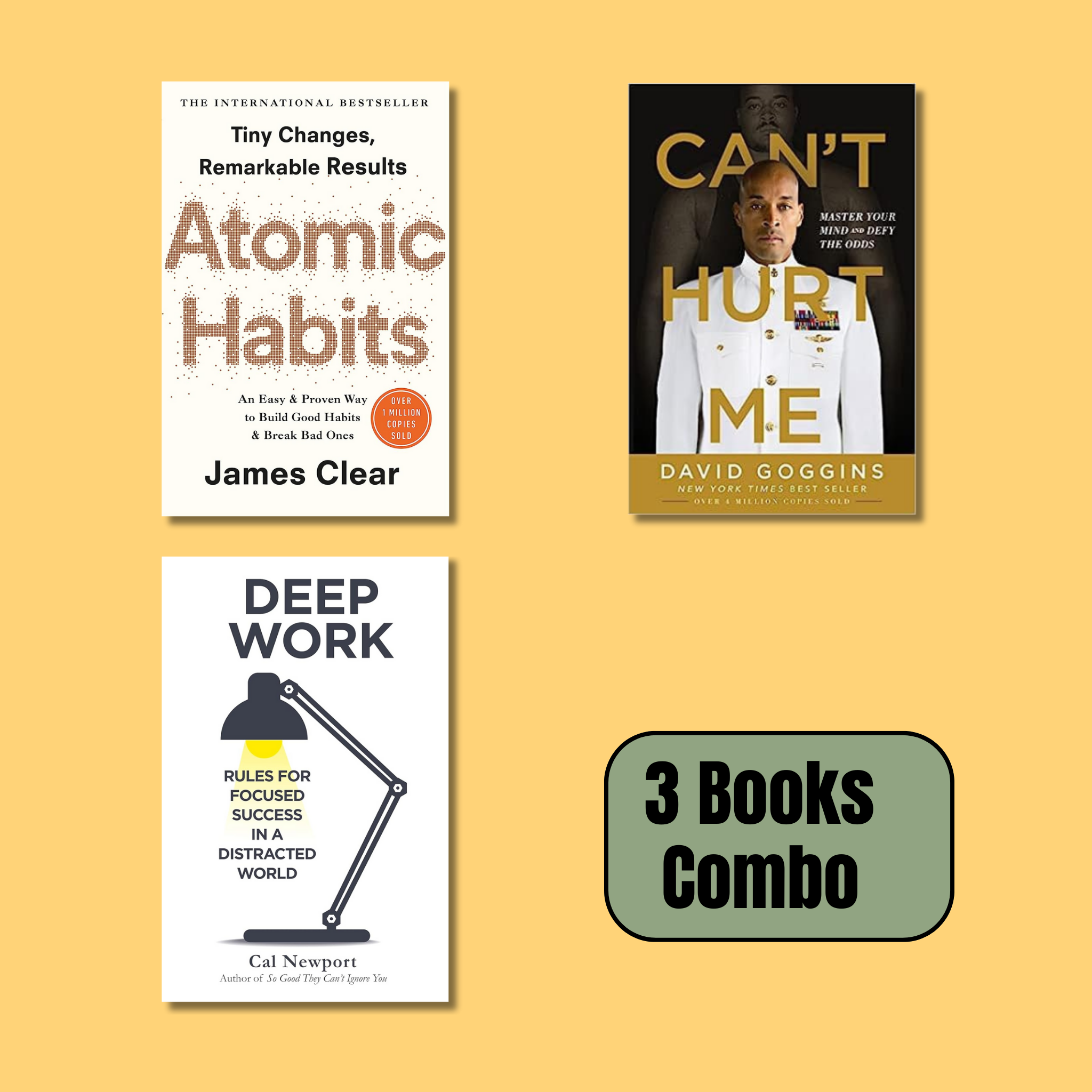 [Combo] Atomic Habit-Can't Hurt Me- Deep Work (Paperback) - Gyaanstore