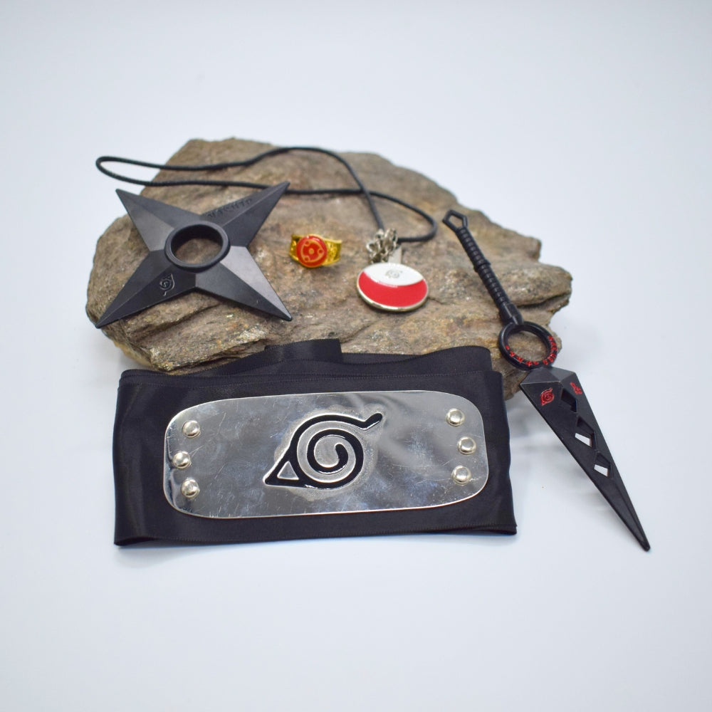 Naruto Ninja Tool Kit – Kunai, Shuriken, Headband, Ring & Necklace Set ...